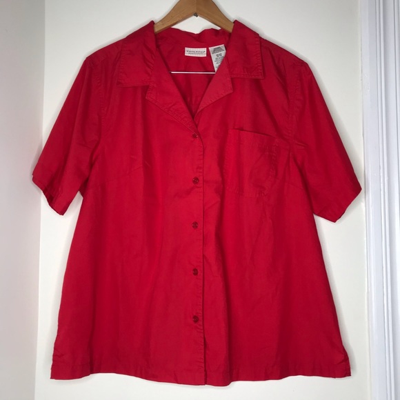 White Stag | Tops | White Stag Womens Plus Size Short Sleeve Red Button Down Dress Shirt 82w ...